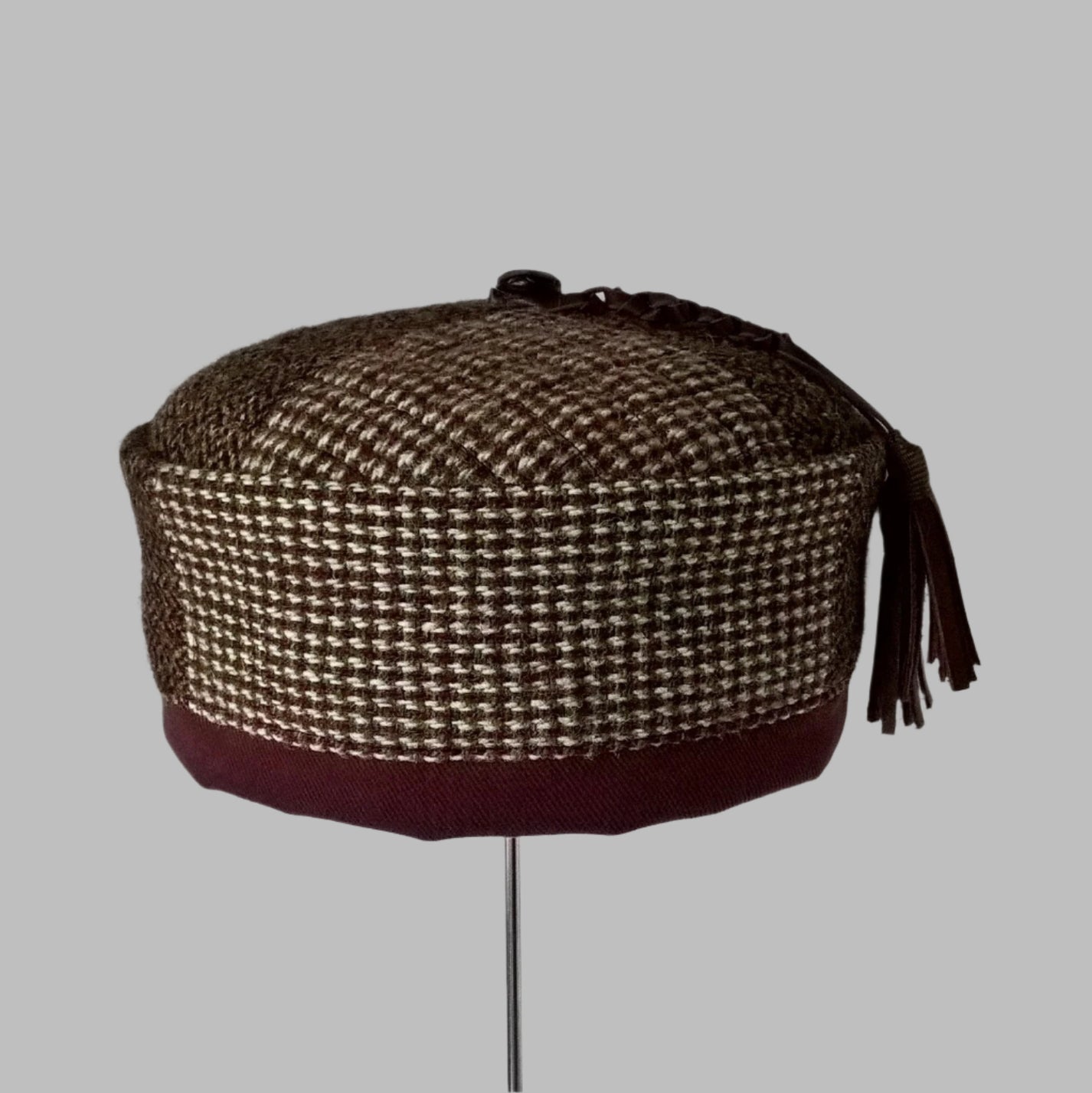 Harris Tweed Smoking Cap - Patchwork with Leather Tassel - Handmade UK ...