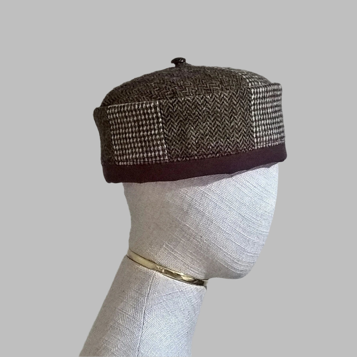 Pure Wool Smoking Cap - Harris Tweed with Leather Tassel - Handmade UK ...