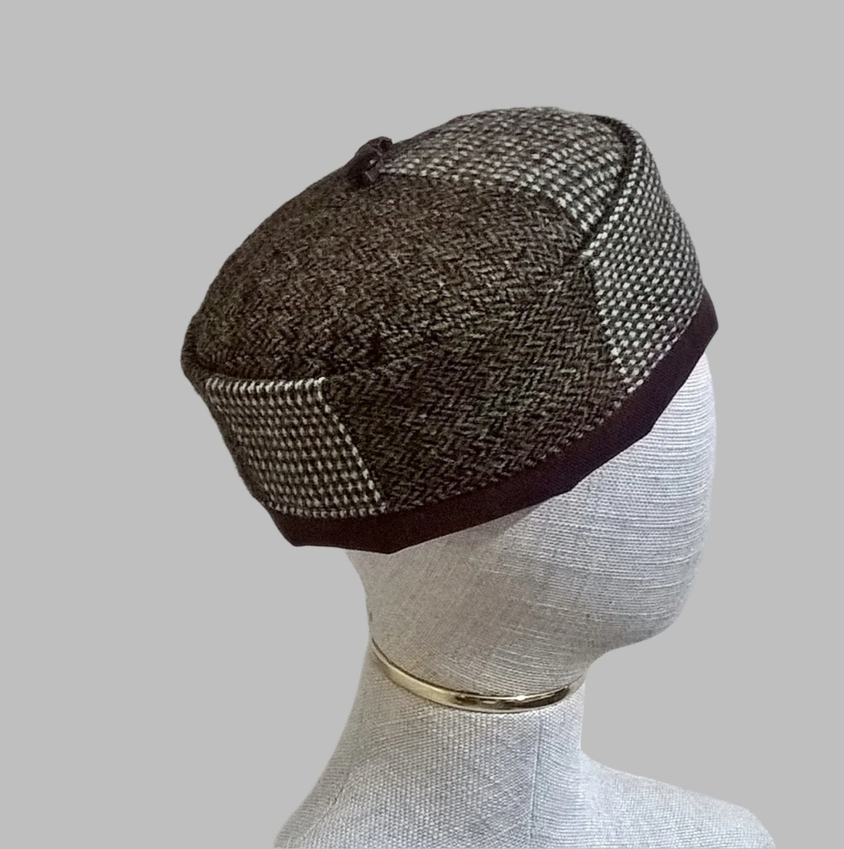 Harris Tweed Smoking Cap - Patchwork with Leather Tassel - Handmade UK ...