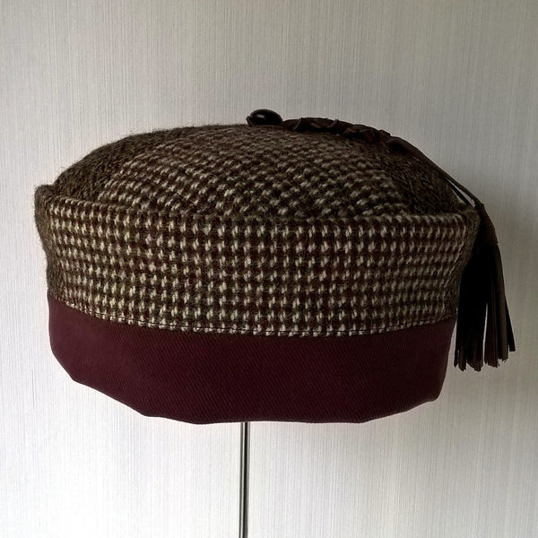 Pure Wool Smoking Cap - Harris Tweed with Leather Tassel - Handmade UK ...