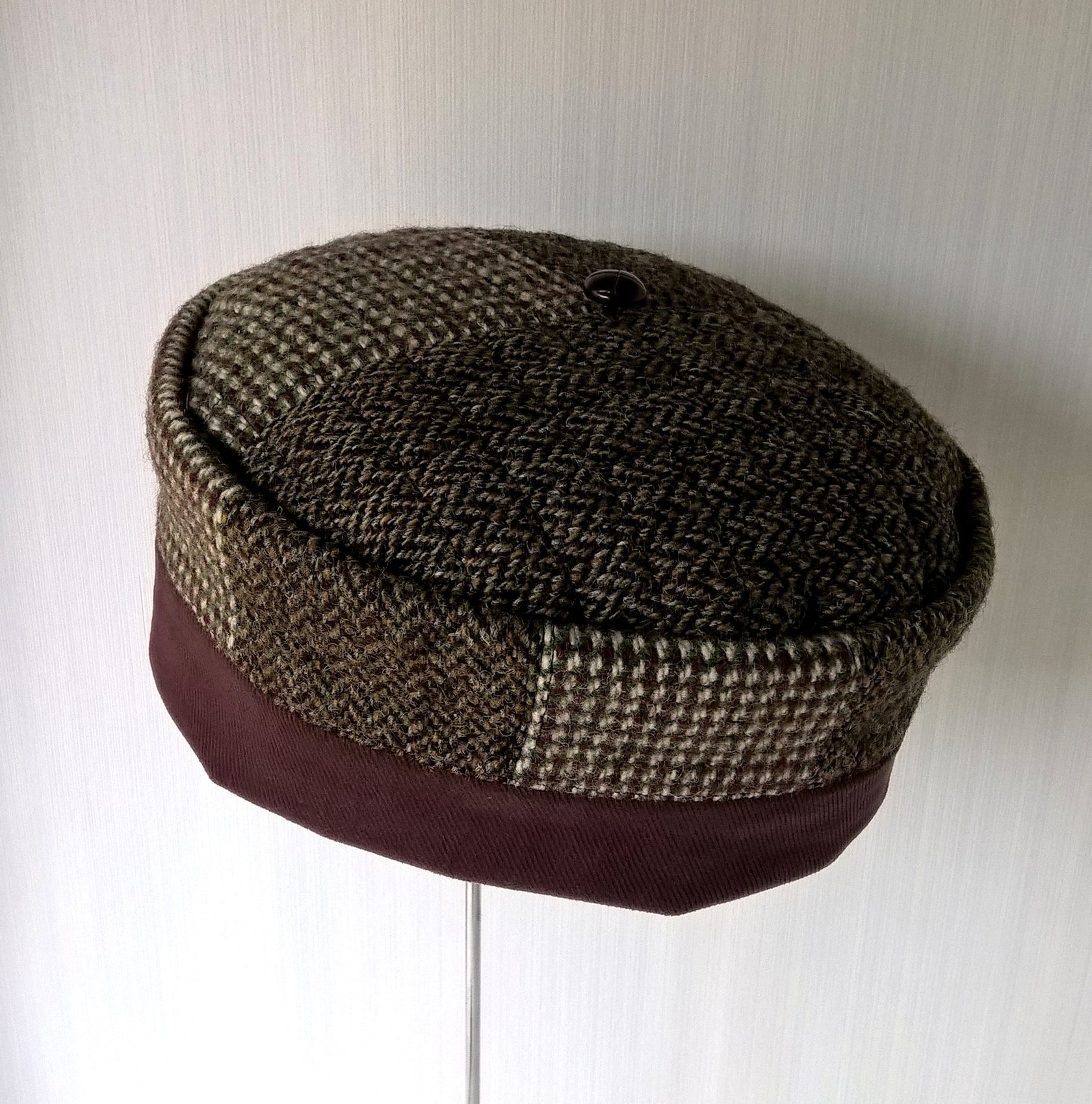 Pure Wool Smoking Cap - Harris Tweed with Leather Tassel - Handmade UK ...