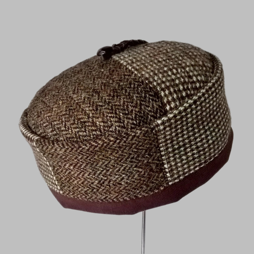 Harris Tweed Smoking Cap - Patchwork with Leather Tassel - Handmade UK ...